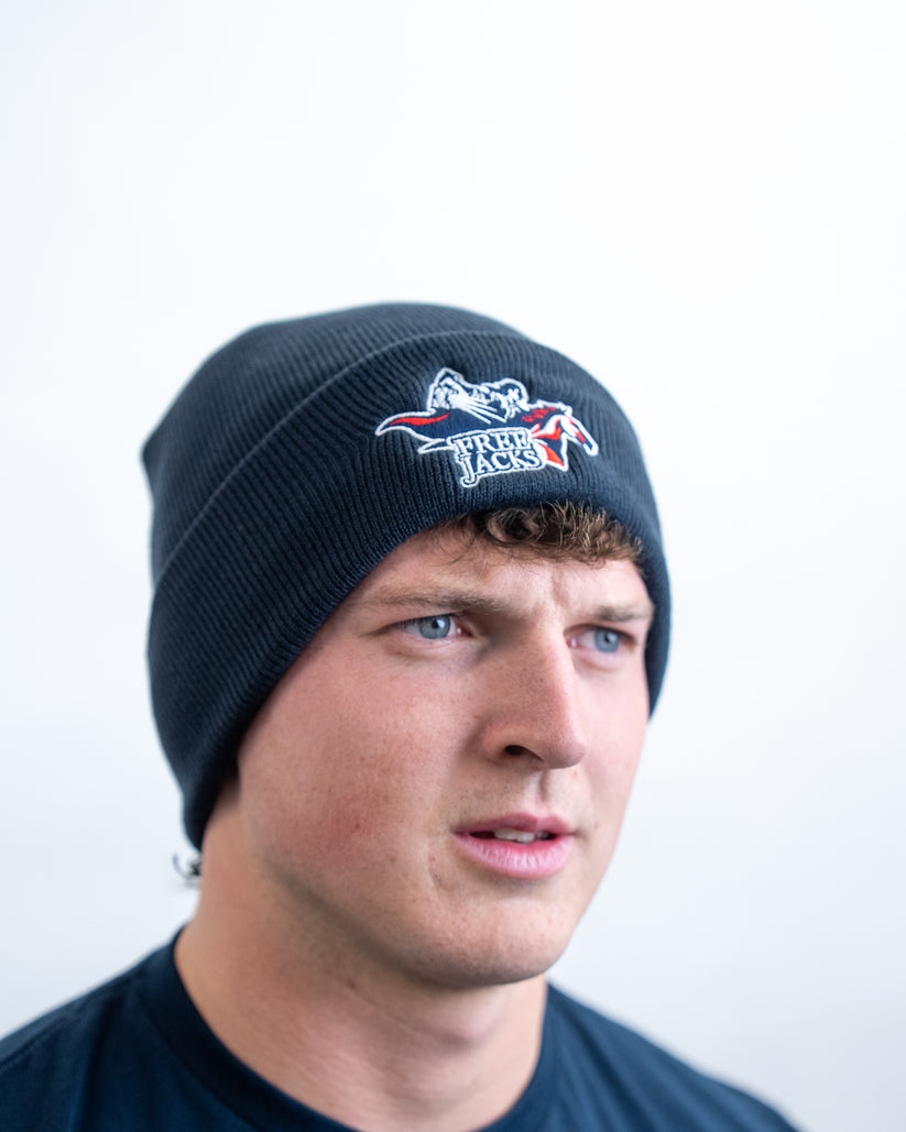 Free Jacks Rider Logo Navy Beanie – New England Free Jacks