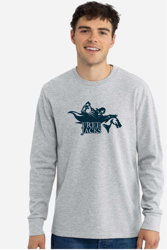 Free Jacks Rider Logo Heather Grey Long Sleeve T-Shirt – New England ...
